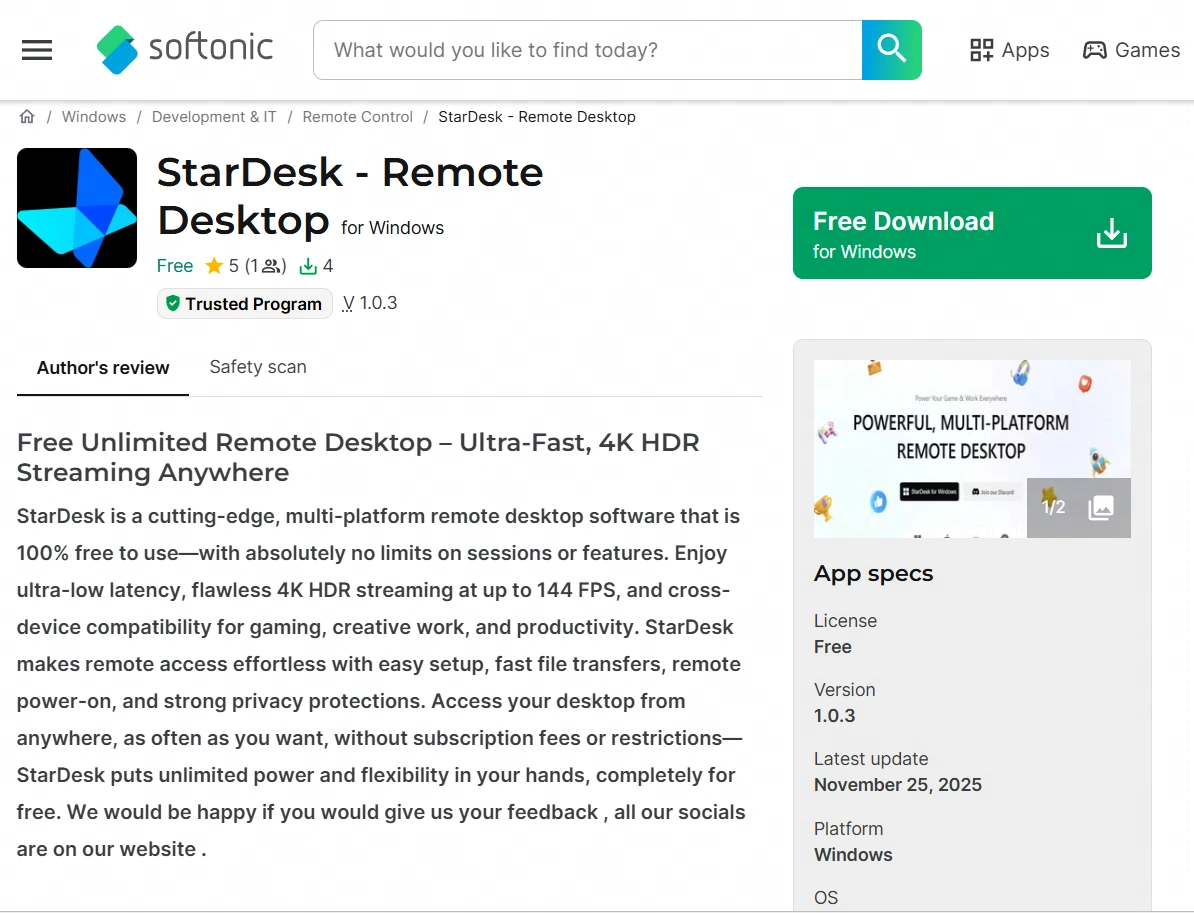 StarDesk: Verified by Softonic as Safe and Secure